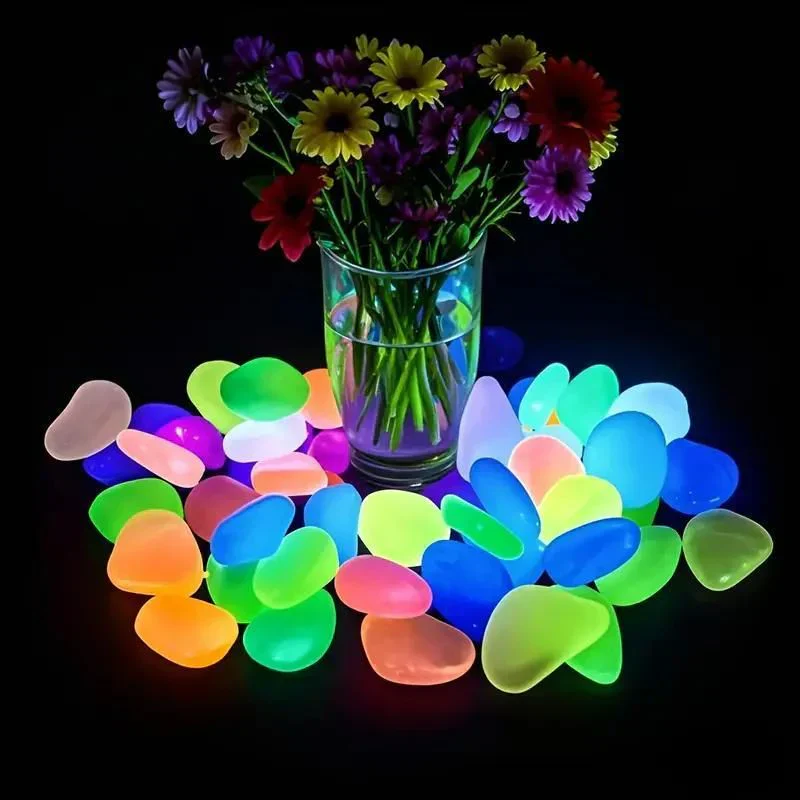 🥳 Glow-in-Dark Pebbles – Vibrant multicolor, eco-friendly resin. Safe ...